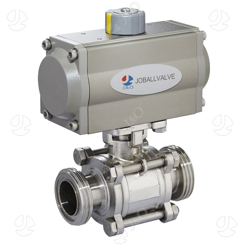 Sanitary Stainless Steel Pneumatic Actuator Three Piece Male Thread ...