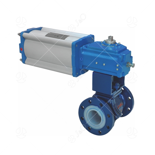 PFA Lined V Port Regulating Pneumatic Ball Valve, China V Port Ball ...